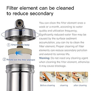 FACHIOO Stainless Steel Under Sink Water Filter with Ceramics Purification Filter, Under Sink Water Filtration System, NSF/ANSI 42 Certified, Reduces PFAS, PFOA/PFOS, Lead, Chlorine, Bad Taste & Odor