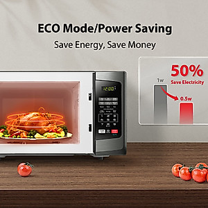 TOSHIBA EM925A5A-BS Countertop Microwave Oven, 0.9 Cu Ft With 10.6 Inch Removable Turntable, 900W, 6 Auto Menus, Mute Function & ECO Mode, Child Lock, LED Lighting, Black Stainless Steel