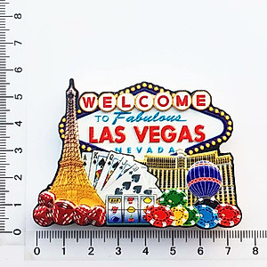 3D Las Vegas Skyline Fridge Magnet Home & Kitchen Decorative Magnetic Sticker, Classic Las Vegas Souvenir, Natural Resin Sign