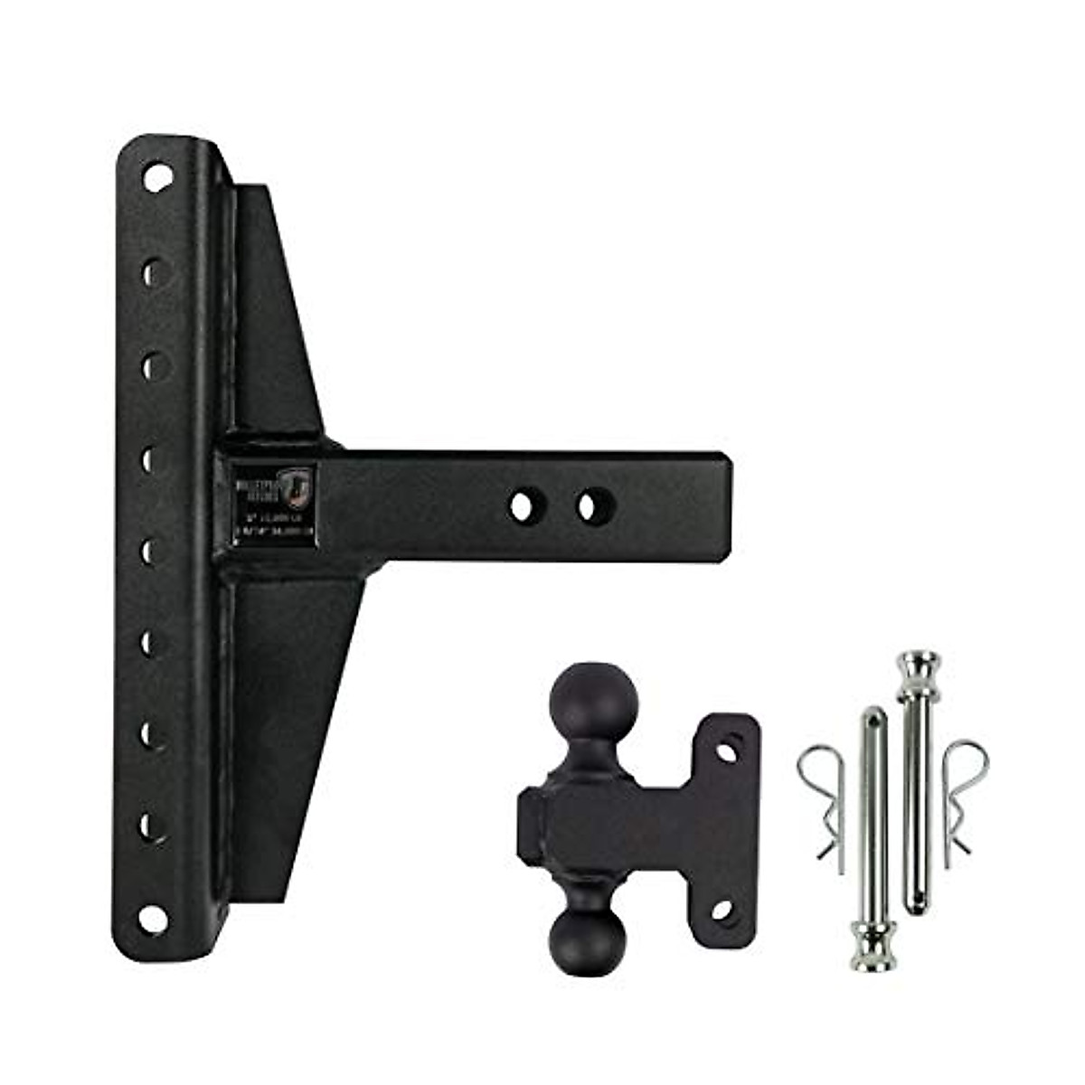 BulletProof Hitches 2.5" Adjustable Extreme Duty (36,000lb Rating) Offset 4" & 6" Drop/Rise Trailer Hitch with 2" and 2 5/16" Dual Ball (Black Textured Powder Coat, Solid Steel)