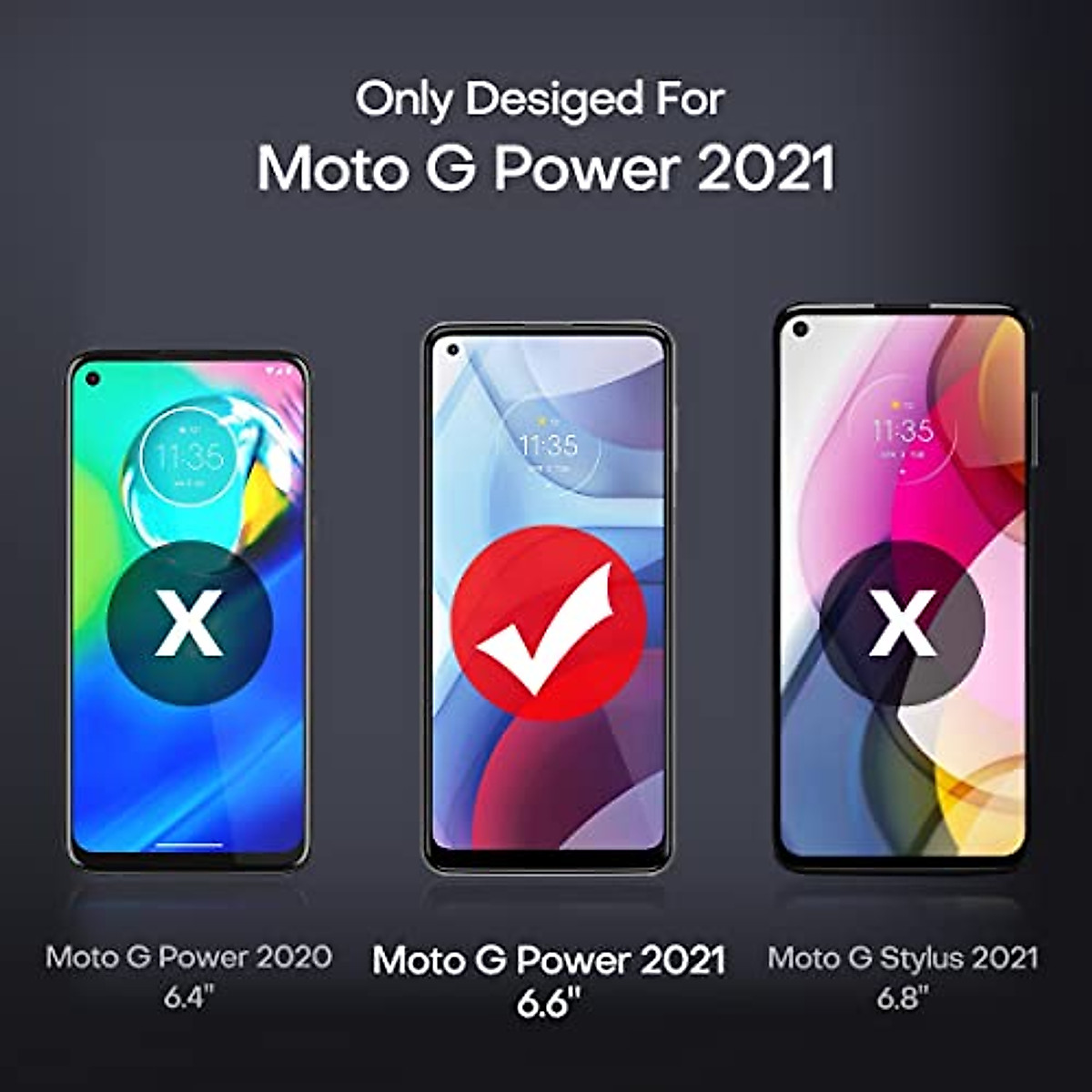 HATOSHI for Motorola Moto G Power 2021 Case with Built in Screen Protector [NOT for Moto G Power 2020], with 2 Pack Camera Lens Protector, 5X Military-Grade Shockproof Phone Case，Black