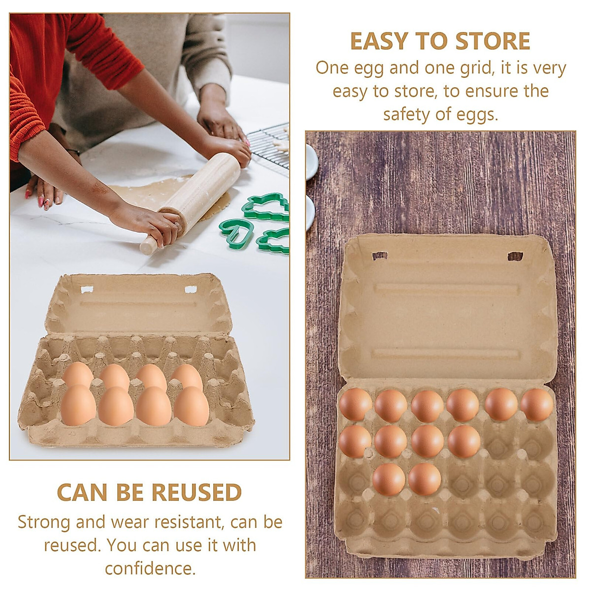 Angoily 6 Pack Empty Egg Cartons 24 Cell Pulp Fiber Egg Tray Holder Egg Storage Containers Strong Sturdy Egg Crate Cardboard Material for Family, Farm, Market, Camping, Picnic, Travel