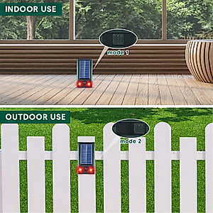 Qualirey 4 Pcs Solar Ultrasonic Animal Repeller Outdoor Mouse Repellent Devices with Strobe Flashing Light Waterproof Solar Animal Repeller for Wolves, Dog, Deer, Yard Garden