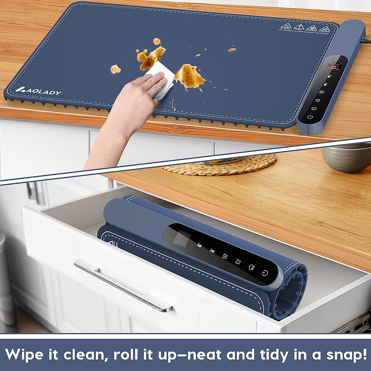 Kitchen Warming Mat for Food: Smart Limitless Temperature Silicone Heating Mat for Food - Portable Warming Tray Party Essentials - Roll Up Heating Trays Food Warmers for Parties Buffet