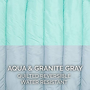 Furhaven Large Dog Bed Trail Pup Travel Pillow Mat w/ Stuff Sack, Washable - Aqua/Granite Gray, Large