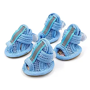 Small Dog Sandals, Breathable Mesh Extra Small Puppy Shoes for Summer, Pink, Blue, Yellow, Red Sandals for Dogs Blue Size 2