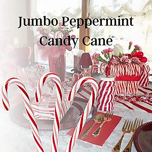 Red & White Jumbo Candy Canes Peppermint Flavor 8in Classic Hard Candy Suckers for Kids Adults Christmas Tree Table Decoration Xmas Stocking Stuffers Holiday Goody Bag Filler & Party Favor 3 Count