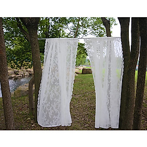Aspthoyu White Net Curtains 2 Pcs Patterned Voile Curtains Lace Curtain for Windows, Curtain Panels with 2 Ties for Decorate Home Garden Party Wedding, W150cm x H180cm