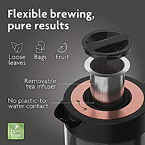 Hot Tea Maker Electric Glass Kettle with tea infuser and temperature control. Automatic Shut off. Brewing Programs for your favorite teas and Coffee.
