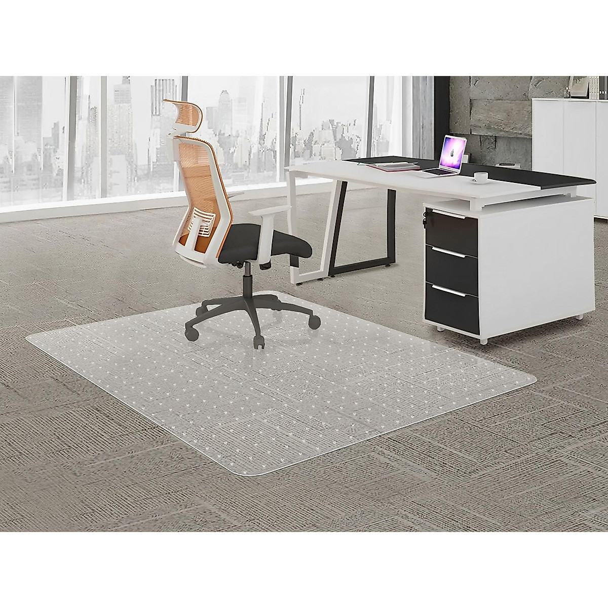 HOMEK Large Office Chair Mat for Carpeted Floors, 45" x 53" Clear Desk Chair Mat for Low Pile Carpet- Easy Glide Carpet Protector Mat for Office Chair