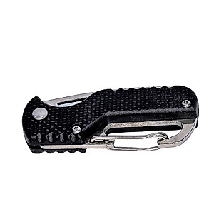 Package opener, Portable Utility Cutter, Small Pocket Box, Seatbelt, Strap Cutter Knife, Razor Sharp Serrated Blade and Paratrooper Hook, Carabiner Keychain, Safe, Survival EDC Folding Tool