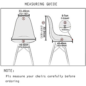 KCCRHIN Waterproof Shell Chair Covers Set of 1/2/4/6 Mid Century Modern Style Chair Cover Leisure Bar Seat Cover Washable Removable Chair Protector for Bar Kitchen Hotel Dinning Room,Black 1pcs