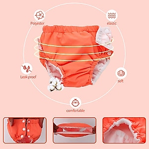 IIjnUhb Swim Diapers Baby Reusable 1Pack 2 Pack,Washable Pants for 0-3 Years Boys Girls Swimming Lesson Shower Gifts (RoseOrange-12-18 Months)