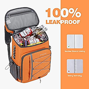 Maelstrom Cooler Backpack,35 Can Backpack Cooler Leakproof,Insulated Soft Cooler Bag,Beach Cooler Camping Cooler,Ice Chest Backpack,Travel Cooler for Grocery Shopping,Kayaking,Fishing,Hiking,Orange