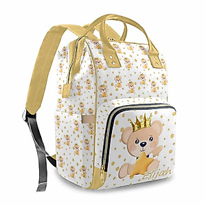 Newcos Personalized African Crown Princess with Pink Banner Diaper Bag with Name Nappy Bags Travel Casual Mummy Backpack for Mom Women