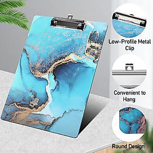 6 Pieces Cute Clipboard Nurse Clipboard A4 Letter Size Wooden Clipboards Marble Clip Board Office Clipboards with Low Profile Clip for Office Women Man Standard Size 9 x 12.5 Inch