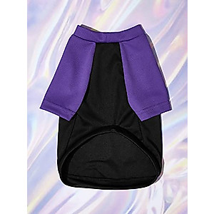 QWINEE Y2K Dog Tee Shirt Butterfly Print Colorblock Puppy T Shirt Soft Stretchy Shirts Pet Apparel for Small Medium Cats Dogs Black L