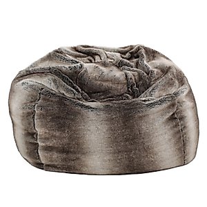 Christopher Knight Home HEAVY METAL Meridian Bean Bag Plush Faux Fur Chair | Comfortable and Fun Beanbag for The Whole Family| Non-Spill Memory Foam Filling (Ash White)