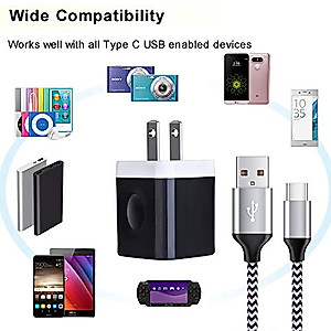 Type C Wall Charger, 5V/1A Charging Block Wall Charger Plug Cube Brick with 6ft USB C Cable Type C Charger Cable Cord for Samsung Galaxy S23 Ultra S22 Ultra 5G S22 S21 S20, Pixel 7 6 Pro 6a 5a 5 4 XL