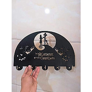 The Nightmare Before Christmas Key Hooks-Wall Hooks Heavy Duty 20LB(Max),Wall Décor,Wood Coat Hooks, Key Holder,Key Hanger for Wall、Entryway and Kitchen