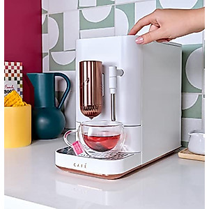 Café Affetto Automatic Espresso Machine + Milk Frother | Built-In & Adjustable Espresso Bean Grinder | One-Touch Brew in 90 Seconds | Matte White, 1.2 Liter, (C7CEBBS4RW3)