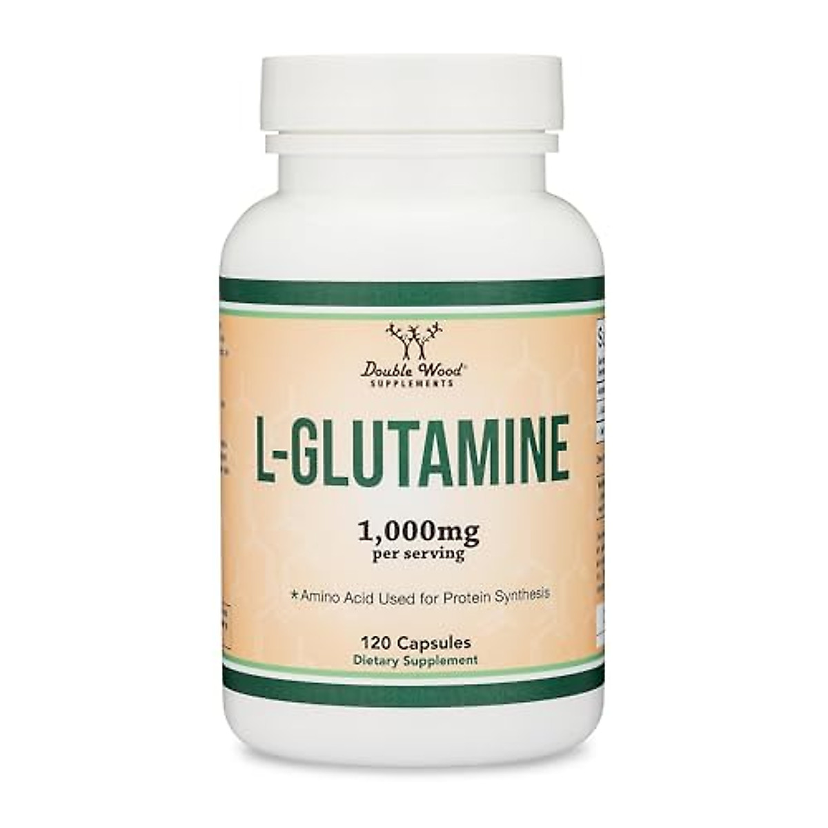 L Glutamine Capsules - No Fillers (1000mg Servings, 120 Capsules) Non-GMO, Gluten Free, Keto Safe, Vegan Friendly, Third Party Tested (for Endurance and Gut Health) by Double Wood