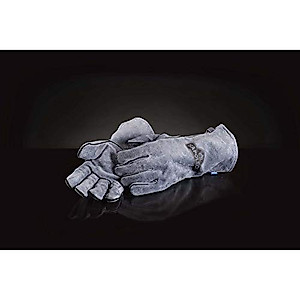 Napoleon BBQ Grill Accessory - Genuine Leather BBQ Gloves - 62147 - Grey, Leather, Heat Safe Gloves, Perfect for Barbecue, Camp Fire, Wood Fireplaces and Stoves, Long Length, Protects Forearms
