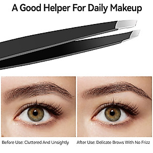 Tweezers Set-4 Pieces Slanted and Pointed Stainless Steel Tweezers (Black)