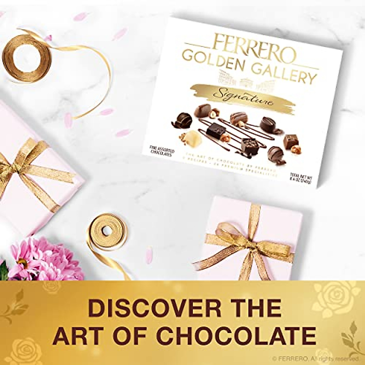 Ferrero Golden Gallery Signature Fine Assorted Chocolates, Candy Gift Box, 24 Count, 8.4 oz