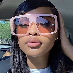 W&Y YING Oversized Square Cute Super Large Womens Sunglasses for Men Fashion Flat Top baddie Shades (Pink)