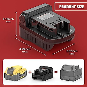 Battery Adapter for Dewalt to for Miwaulkee Battery, Battery Converters with USB/Type-C Charger Port, Convert for DeWalt 18V/20V Max Battery to for Milwaukee 18V Battery Cordless Power Tools Usage
