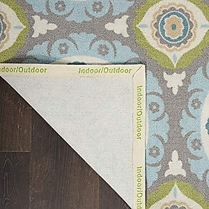 Waverly Sun N' Shade Indoor/Outdoor Jade 5'3" x 7'5" Area-Rug, Easy washing, Non Shedding, Bed Room, Living Room, Dining Room, Backyard, Deck, Patio (5x7)