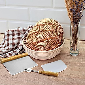 ECO FACTORY Professional Bread Proofing Basket Set of 2-9 inch Round Baskets - Sourdough Bread Making Kit - 100% Natural Indonesian Rattan - Stainless Steel Accessories - Designed in Switzerland