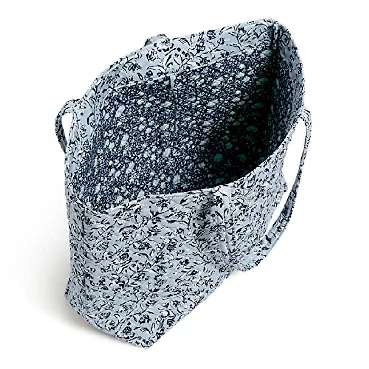 Vera Bradley Women's Cotton Grand Tote Bag, Perennials Gray - Recycled Cotton, One Size