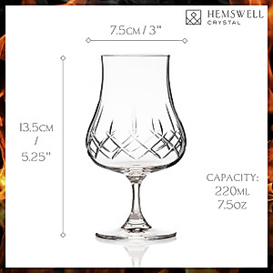Hemswell Crystal Small Cut Crystal Brandy Snifter Glass - Traditional Cut Elegant and Refined Crystal Cut Glass - Nosing Glass - Suitable for Most Neat Spirits - Made in Europe