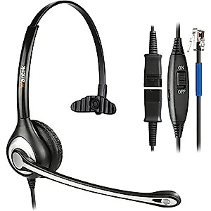 Wantek Phone Headset with Microphone Noise Cancelling and Quick Disconnect Cord, RJ9 Telephone Headsets Compatible with Cisco IP Phones 6851 7821 7841 7861 7941 7942 7945 7962 7965 8811 8841 8845 8851