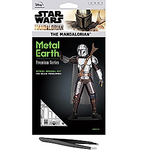 Metal Earth Fascinations Premium Series Star Wars The Mandalorian 3D Metal Model Kit Bundle with Tweezers