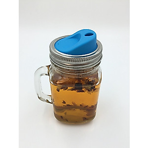 THINKCHANCES Reusable Food Grade and BPA Free Silicone Circulr Straw Hole Coffee Juice Drinking Sip Lid for Mason, Ball, Canning Jars (Wide Mouth, Grey) 6 Pack