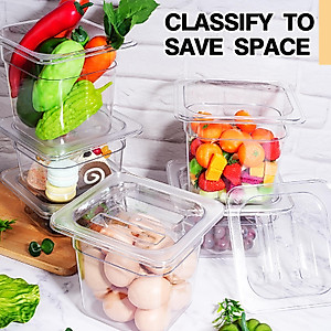 Tioncy 12 Pcs Clear Food Pans with Lids Salad Bar Containers Plastic Pan Salad Bar Containers Commercial Food Storage Transparent Hotel Pans for Vegetables Fruits Beans Corns 2.5'' 4'' 6'' Deep