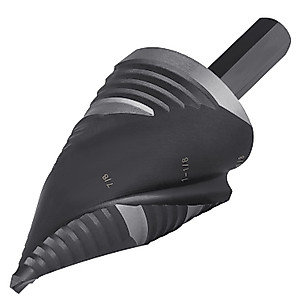 Lichamp Unibit Step Drill Bit for Metal, Genuine M2 Drill Stepper Bit for Hard Metal Heavy Duty, 19 Sizes from 3/16" to 1-3/8", Spiral Grooved with Hex Drive, C1BK