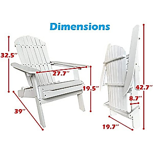 PIKAQTOP Folding Adirondack Chair, Wooden Accent Furniture with Arms, Solid Wooden Weather Resistant Patio Chairs Lounger Chair Lawn Chair for Deck, Backyard, Garden, Patio