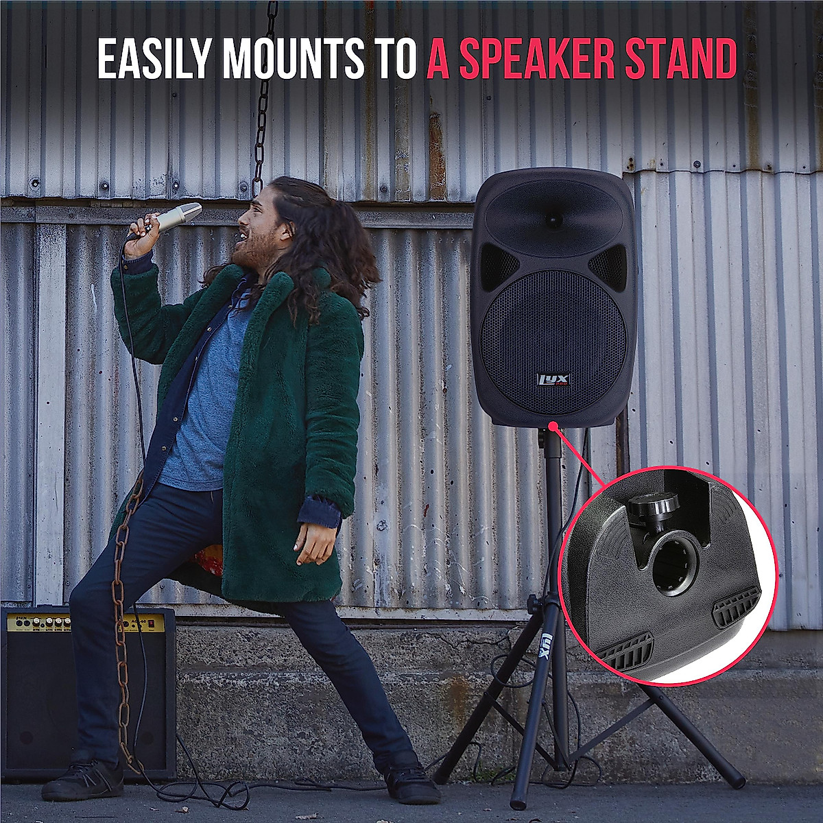 LyxPro 8” Inch Active PA Rechargeable Battery Speaker System, Equalizer, Bluetooth Connection, SD Slot USB MP3 AUX, Mic,1/4" 1/8" 3.5mm Inputs, SPA-8 Battery