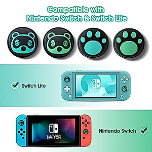 Cool Raccoon & Cat Paw Thumb Grip Caps 4Pcs, Daugee Joystick Analog Cap for Nintendo Switch & Lite