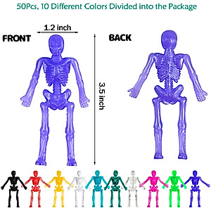 DIYASY Stretchy Skeletons Toys, 50 Pack Halloween Party Favors for Kids Stretchy Skull Bulk Set Boys Girls Prizes Gifts Goodies Goody Bag Fillers