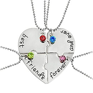 SIVITE Best Friends Forever and Ever Necklace with Crystal Broken Heart Charm Pendant Set Friendship Necklace