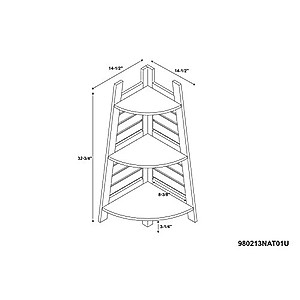 Linon Bracken Bamboo Corner Shelf Natural Bamboo