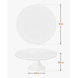 Kootek White Cake Stand, 10 x 10 Inches Porcelain Cake Plate Cake Pedestal Stand Display Dessert Stand for Party, Wedding, Birthday, Baby Shower