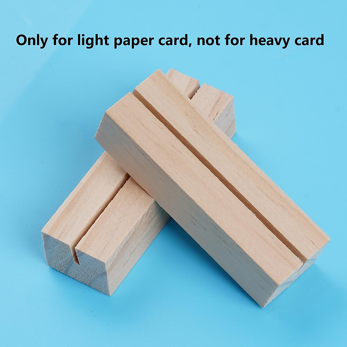 mifengda 20 Pieces Wood Place Card Holders Table Number Holders Stands Small Table Sign Holders Display Rustic Wooden Card Holder with Brown Paper Cards for Wedding Reception Table Party Decoration