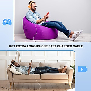 USB C Fast Charger,[MFi Certified] 2 Pack 40W Dual Port Charger Fast Charging with 10 FT Long Type C to Lightning Cable 20W PD Power Adapter for iPhone 14 13 12 11 Pro Xs Xr X 8 Block