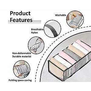 Fitster Wardrobe clothes organizer - 7 pieces meshed transparent organizers - suitable for organizing pants, socks, bra, leggings, shirts (White) (White)